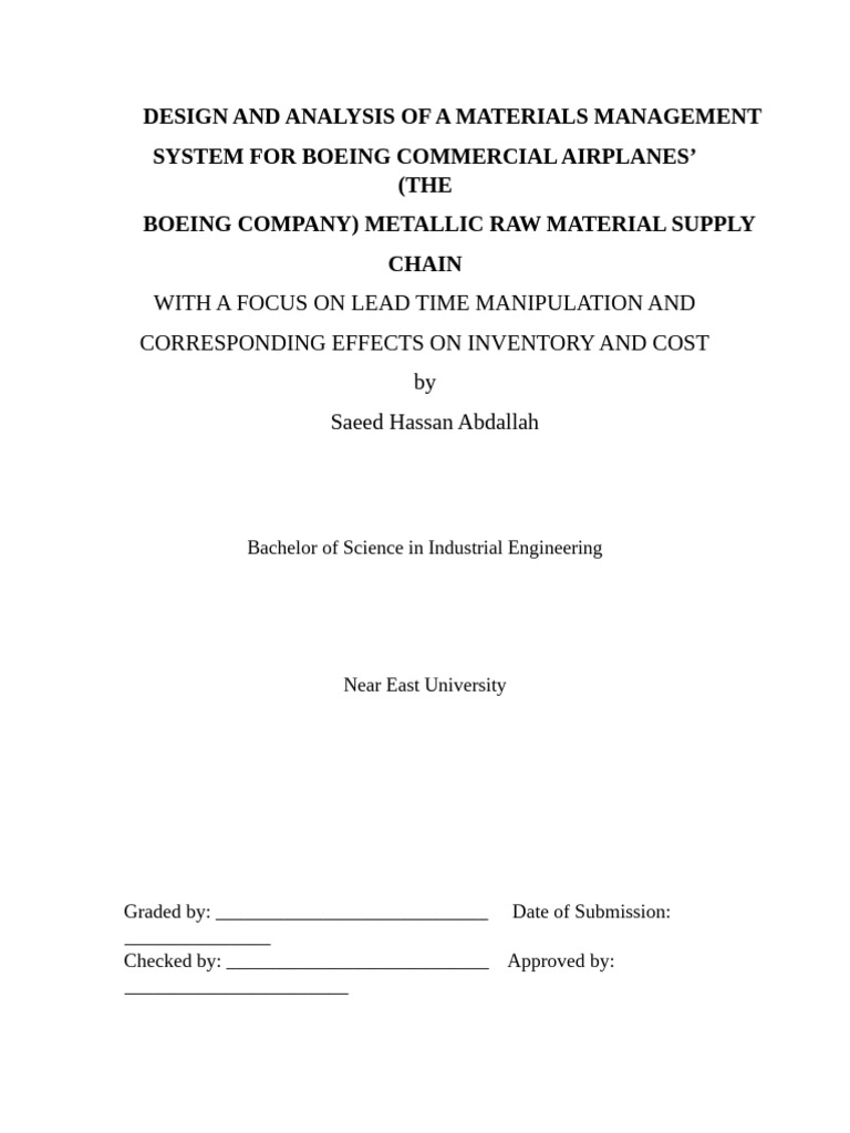 Design and Analysis of A Materials Management System For Boeing FINAL 2 ...
