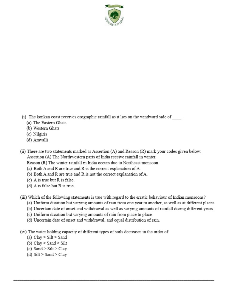Gr10 UT1 3geography QP 2024-25 | PDF | Rain | Soil