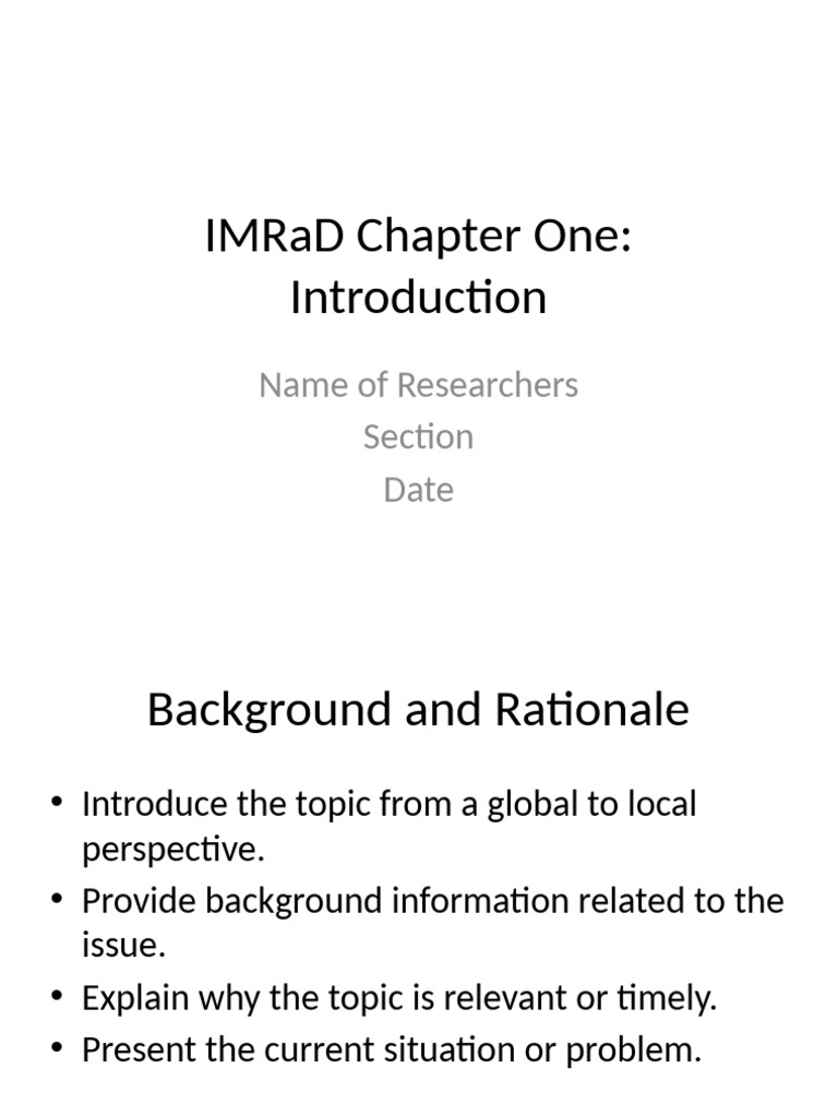 IMRaD Chapter One Activity Presentation | PDF