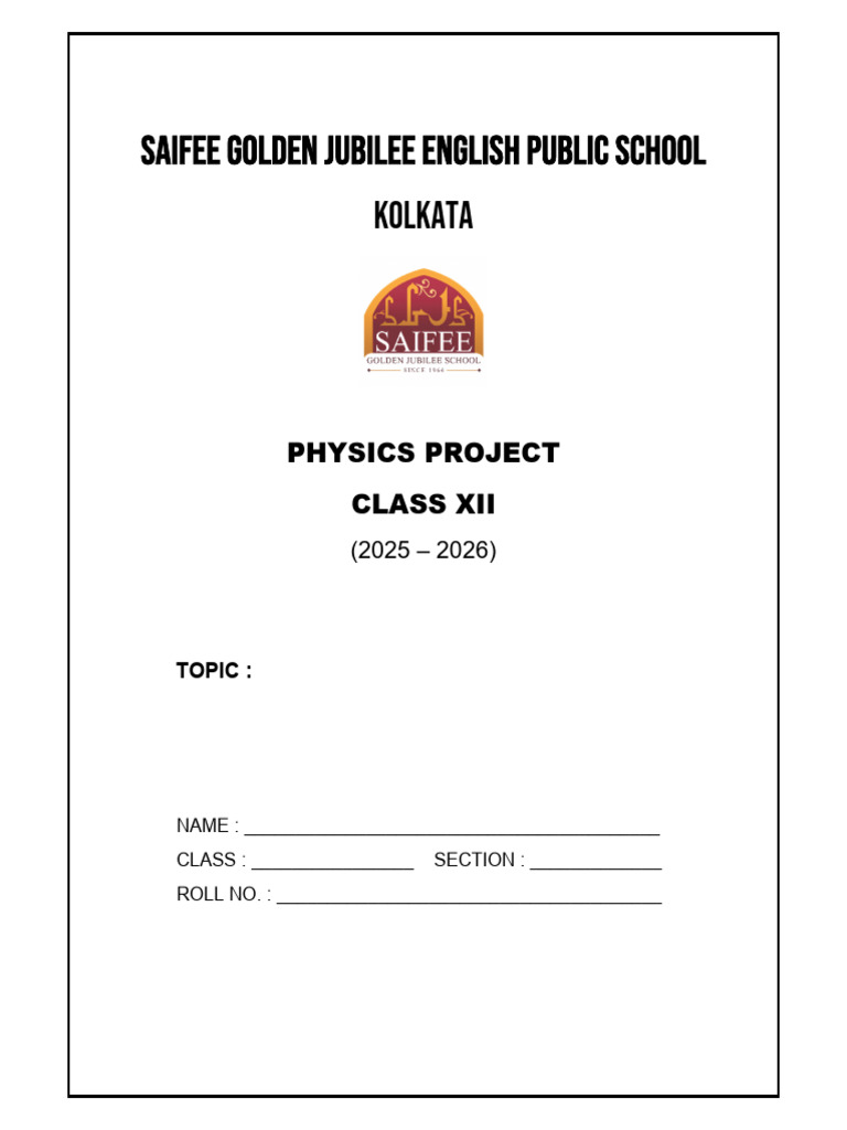 Class XII Physics Project Certificate | PDF