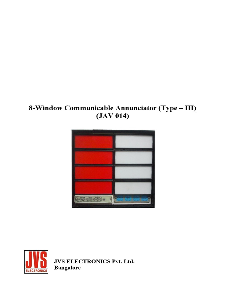 8-Window Annunciator Operating Manual | PDF | Relay | Windows Xp