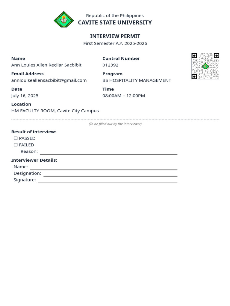 Interview Permit | PDF