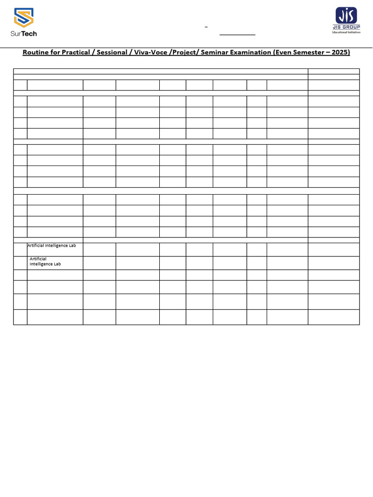 Practical Sessional Routine Even'25 | PDF | Computer Engineering | Information Technology