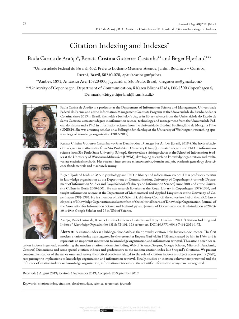 Understanding Citation Indexing | PDF | Citation | Data