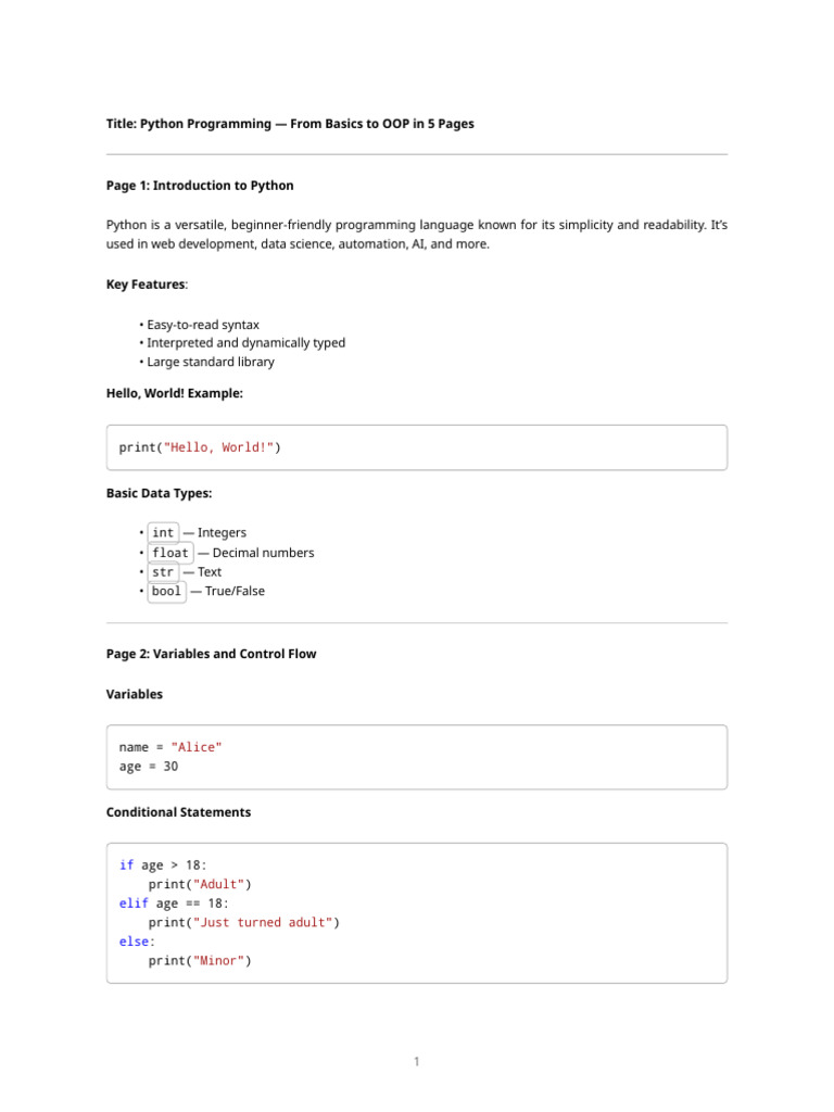 Python Basics To Oop by Nabil | PDF | Python (Programming Language) | Control Flow