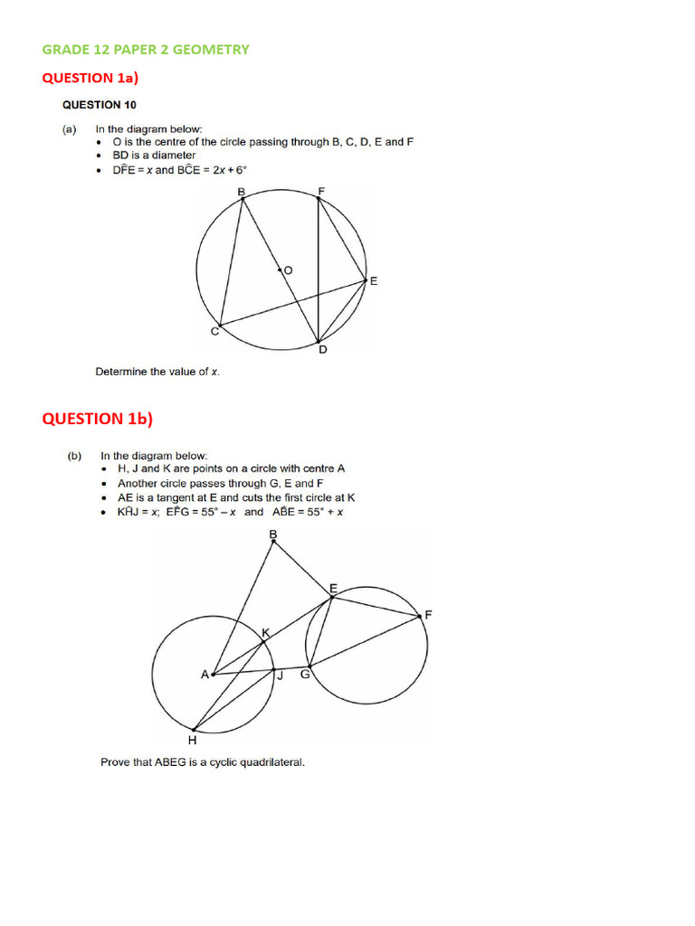Grade 12 Euclidean Geo Final | PDF