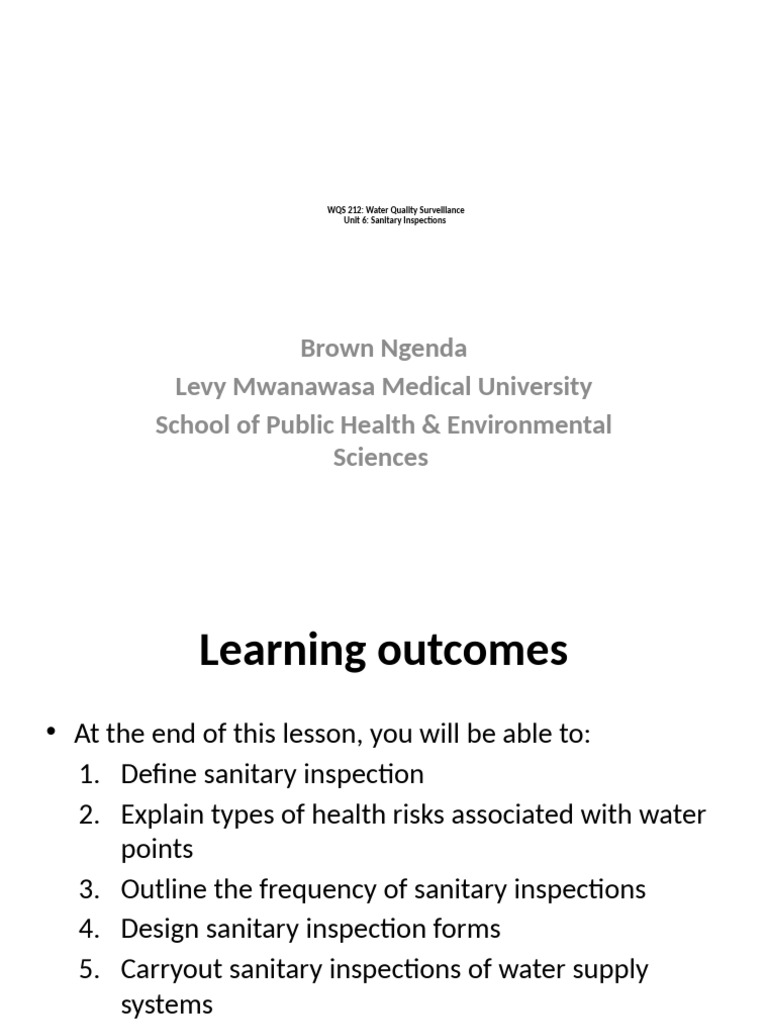 Unit 6 Sanitary Inspections | PDF | Drinking Water | Sanitation