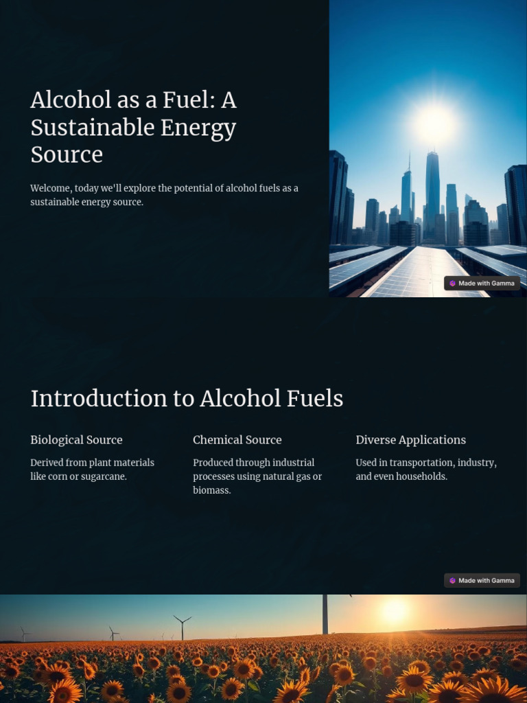 Alcohol Fuels: Sustainable Energy Solutions | PDF | Biofuel | Ethanol