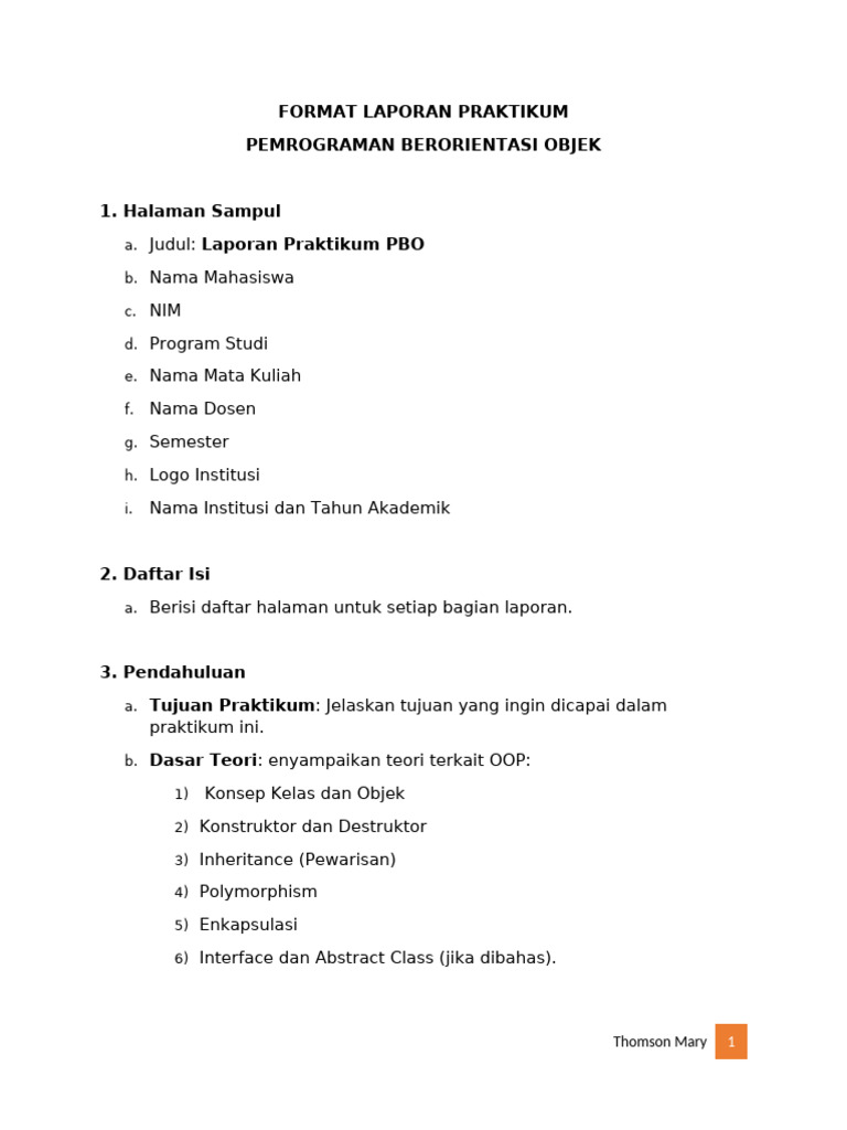 Format Laporan Praktikum Pbo | PDF