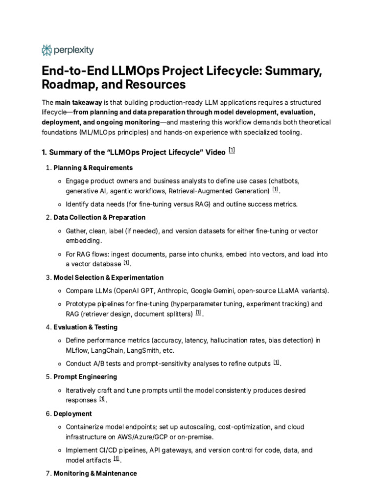 End-to-End LLMOps Project Lifecycle - Summary, Road | PDF | Artificial Intelligence ...