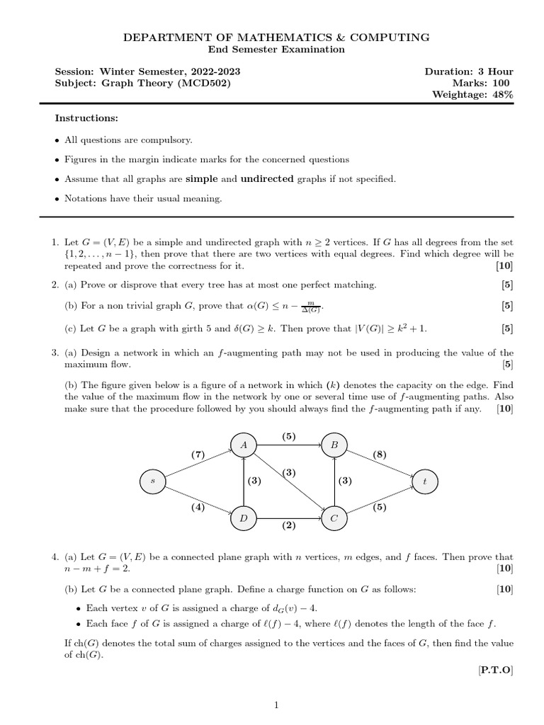 End Semester Question Paper F | PDF | Combinatorics | Discrete Mathematics