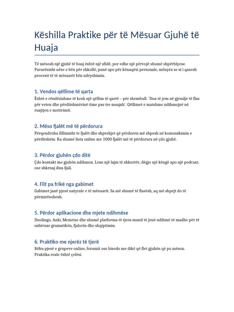 Keshilla Per Mesimin e Gjuheve Te Huaja | PDF