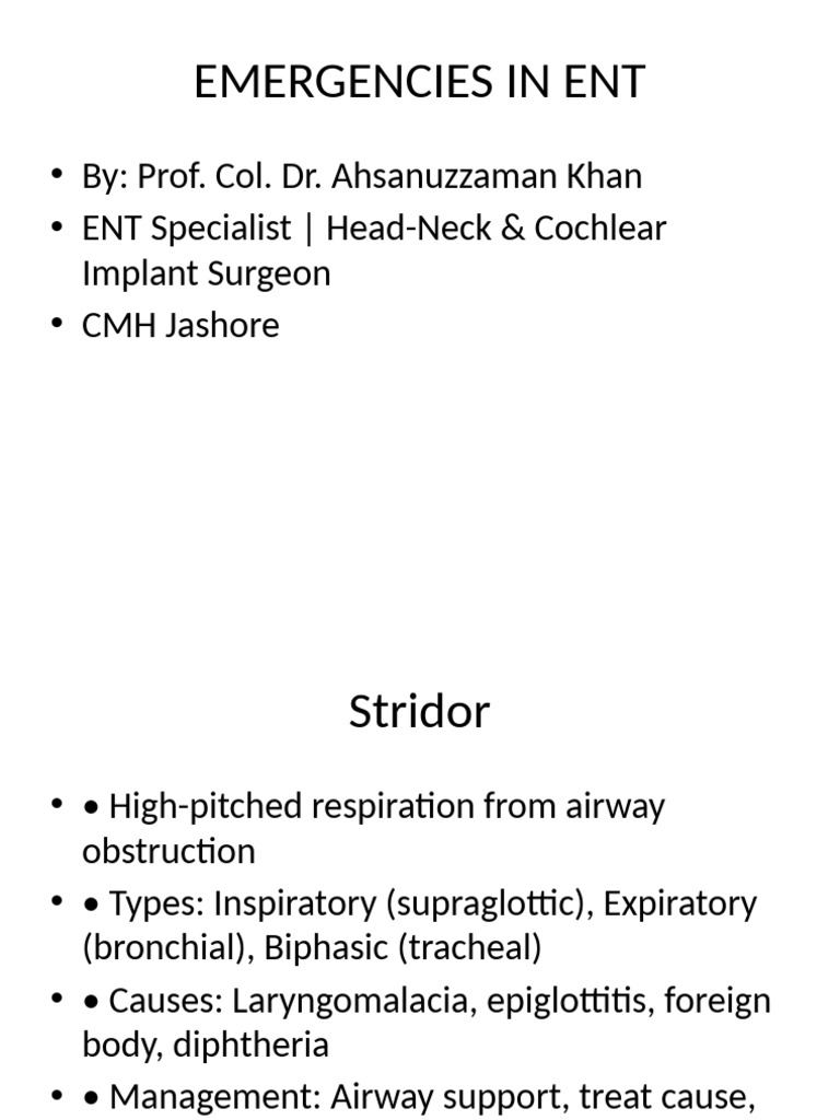 ENT Emergencies SummaryLer | PDF
