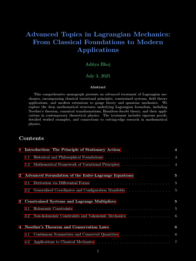 Advanced Lagrangian Mechanics Insights | PDF | Lagrangian Mechanics ...