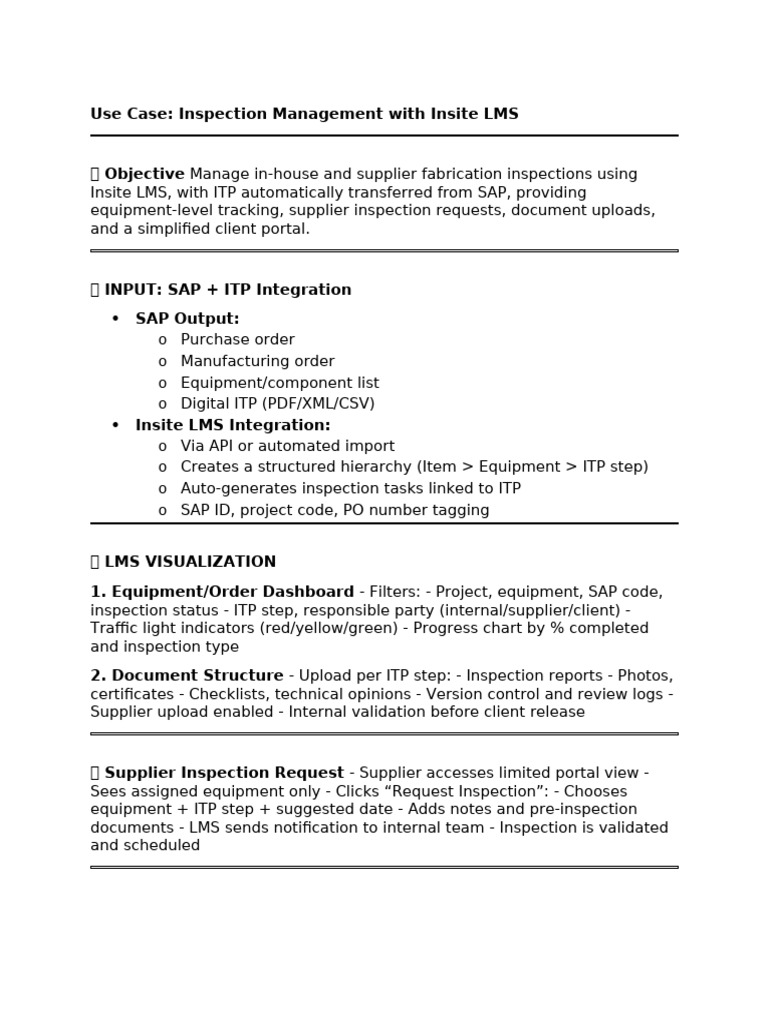 Insite Lms Inspection Use Case | PDF