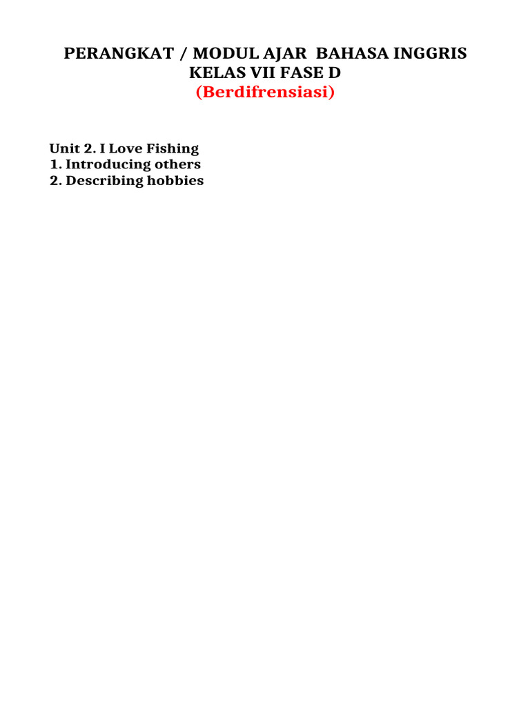 Modul Ajar Chapter 1 Unit 2 Pertemuan 3-4 | PDF