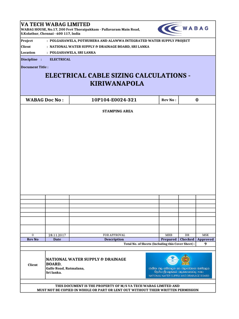 Kiriwanapola Cable Sizing Rev - 0 With IEC 60364 | PDF | Electrical ...