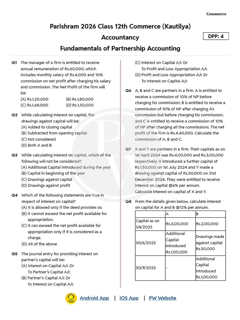 67fa518b78393f9ed7442228 - ## - Fundamentals of Partnership Accounting - DPP 04 | PDF | Business ...