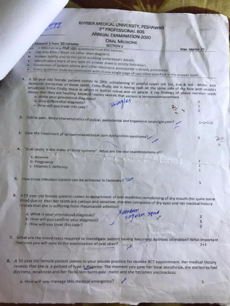 Oral Med (Past Papers) | PDF