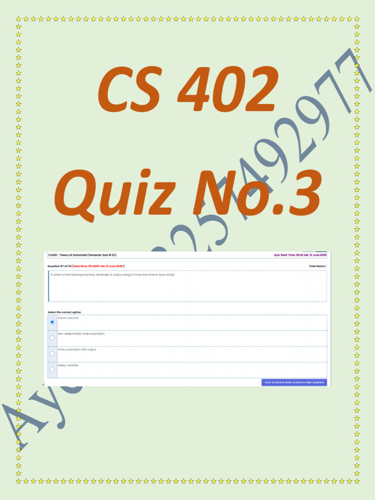 CS 402 Quiz 3 12-6-2025 Ayesha | PDF