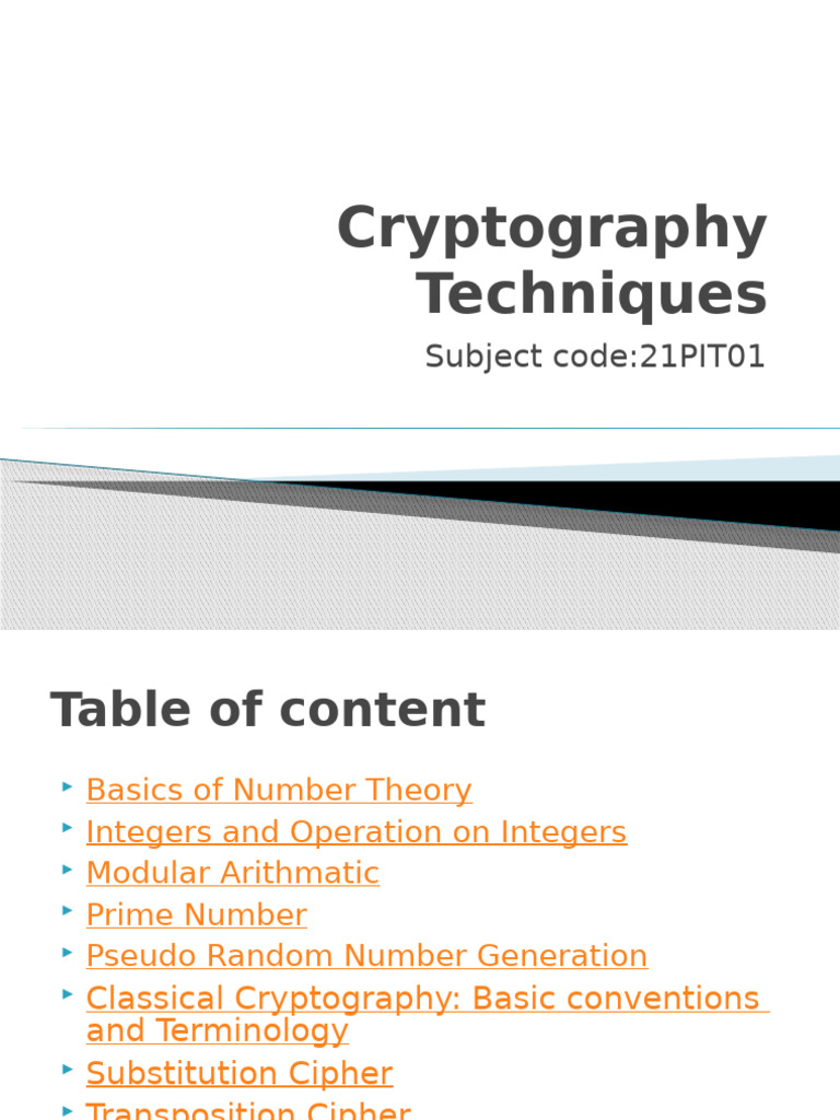 Cryptography Techniques Unit 1 | PDF | Cryptography | Prime Number