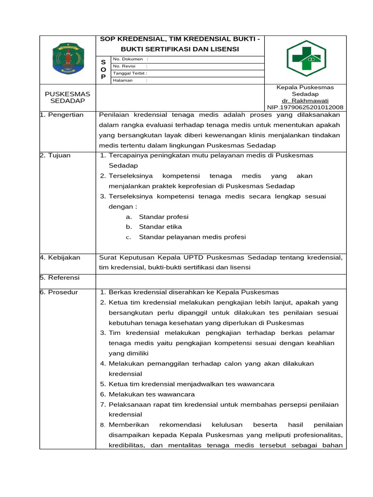 Sop Kredensial | PDF
