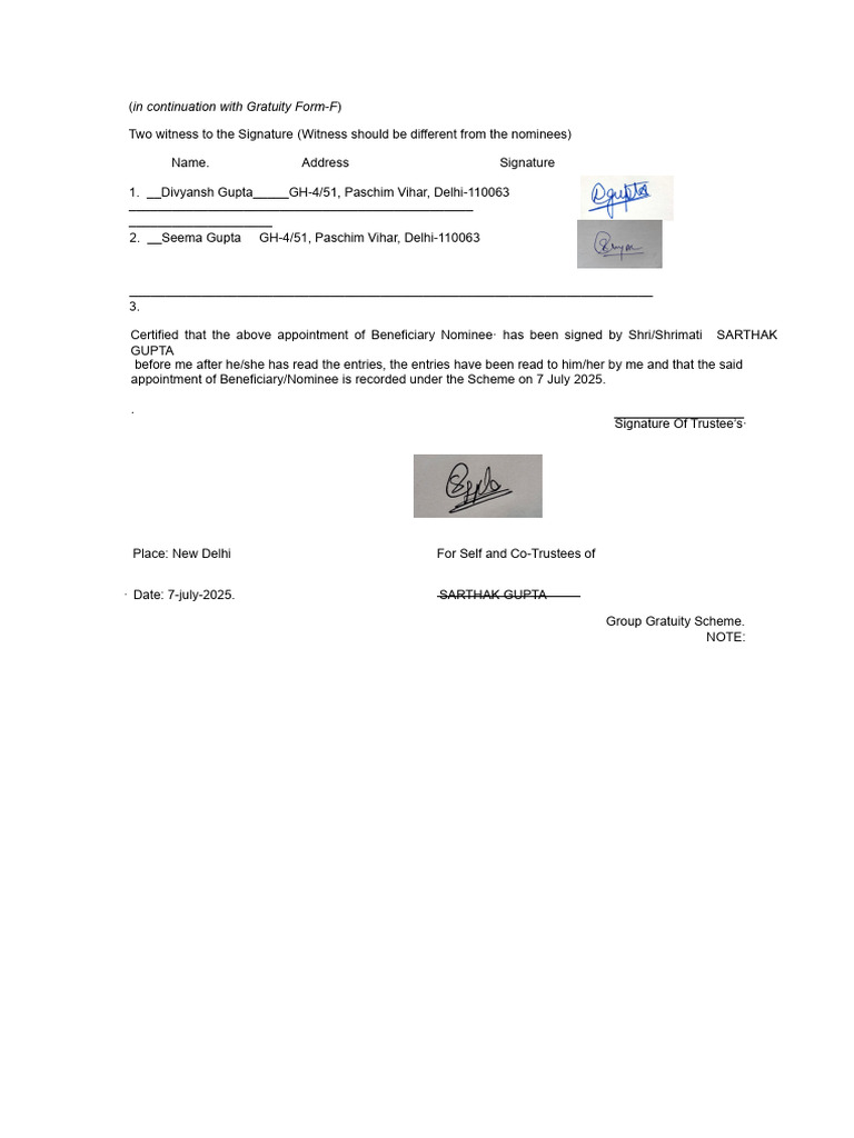 Gratuity Form Witness Part 3-23 | PDF