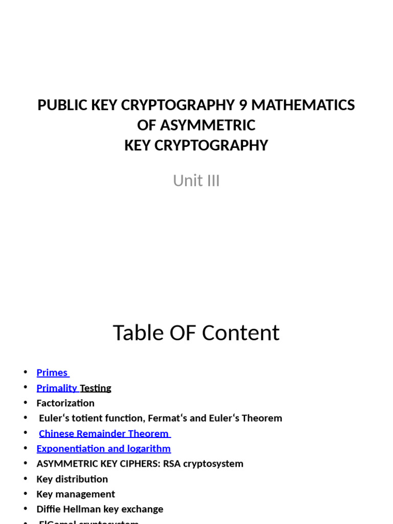 Cryptography Techniques Unit III | PDF | Prime Number | Cryptography