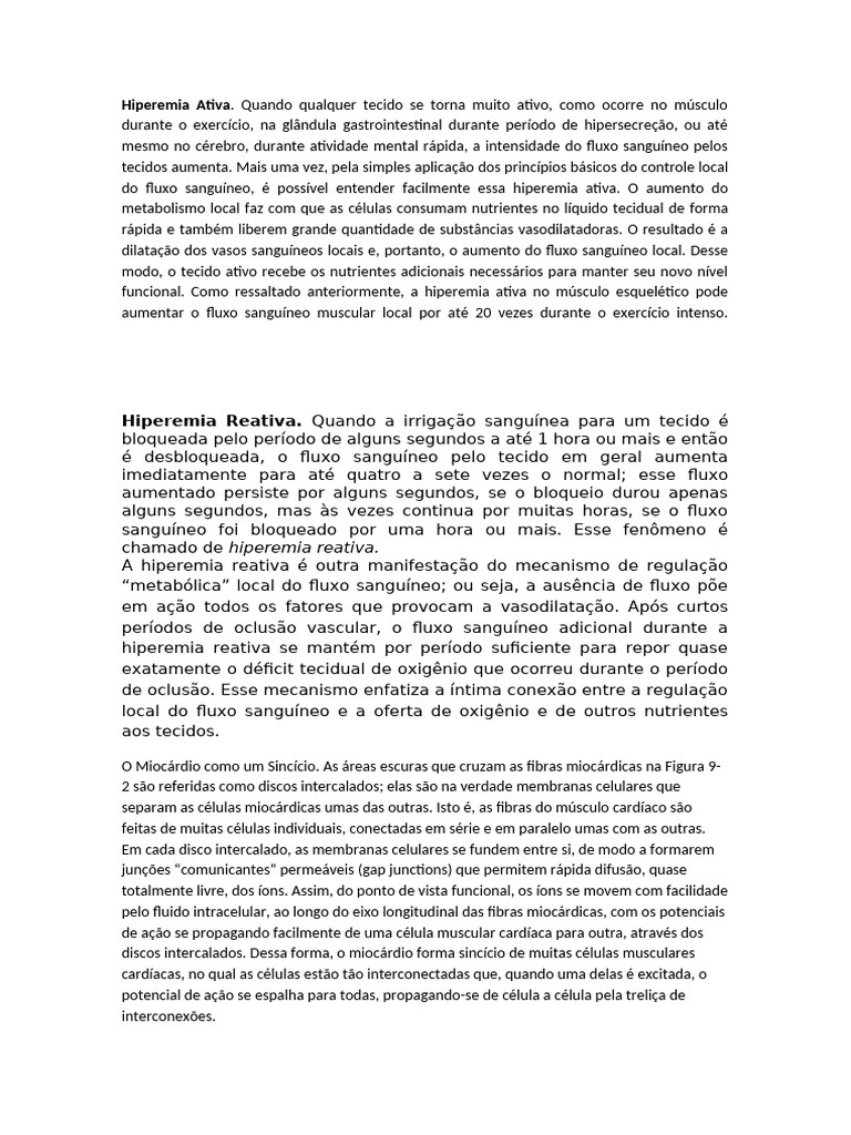 Mecanismos da Hiperemia Ativa Muscular | PDF | Músculo | Anatomia