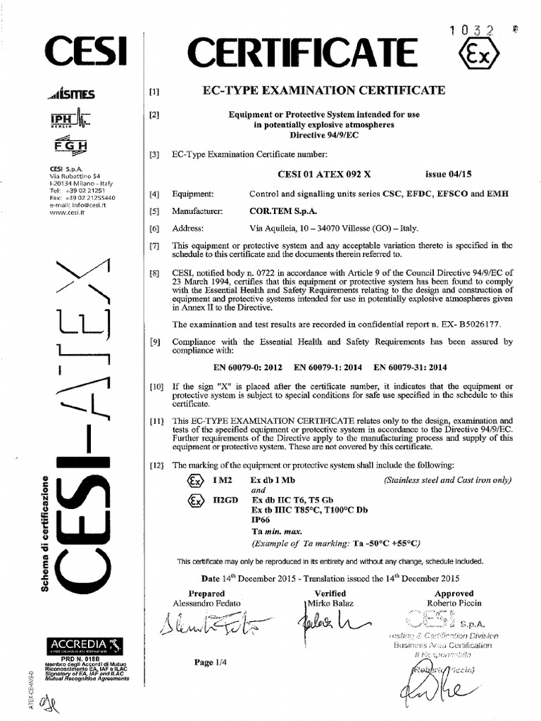 Cesi 01 Atex 092x Ing | PDF