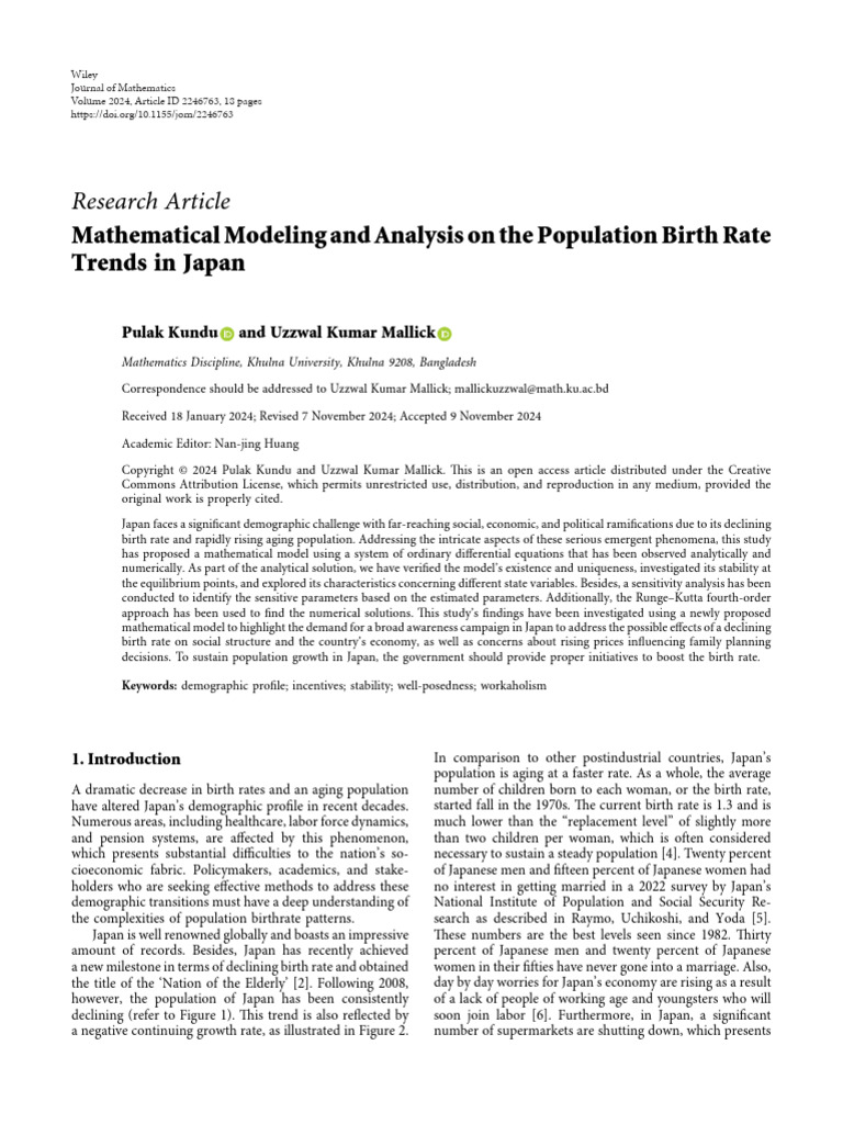 Mathematical Modeling and Analysis On The Populati | PDF | Chemical ...