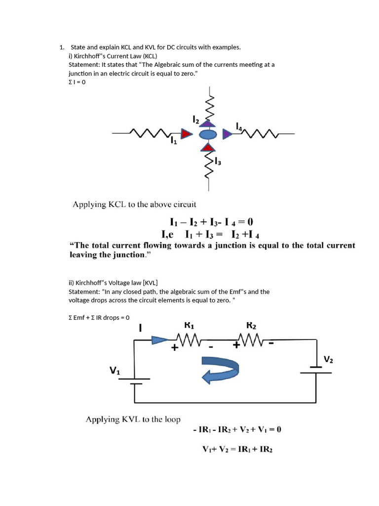KCL and KVL Explained with Examples | PDF | Inductor | Electromagnetic ...