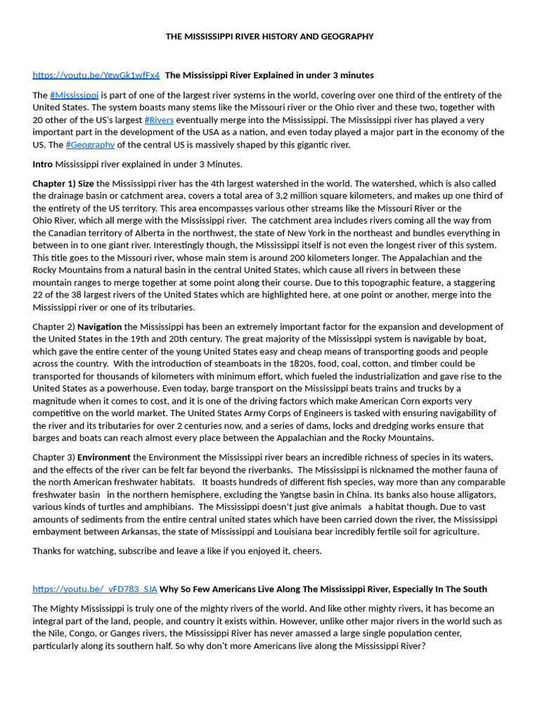 Mississippi River: History & Impact | PDF | Earth Sciences