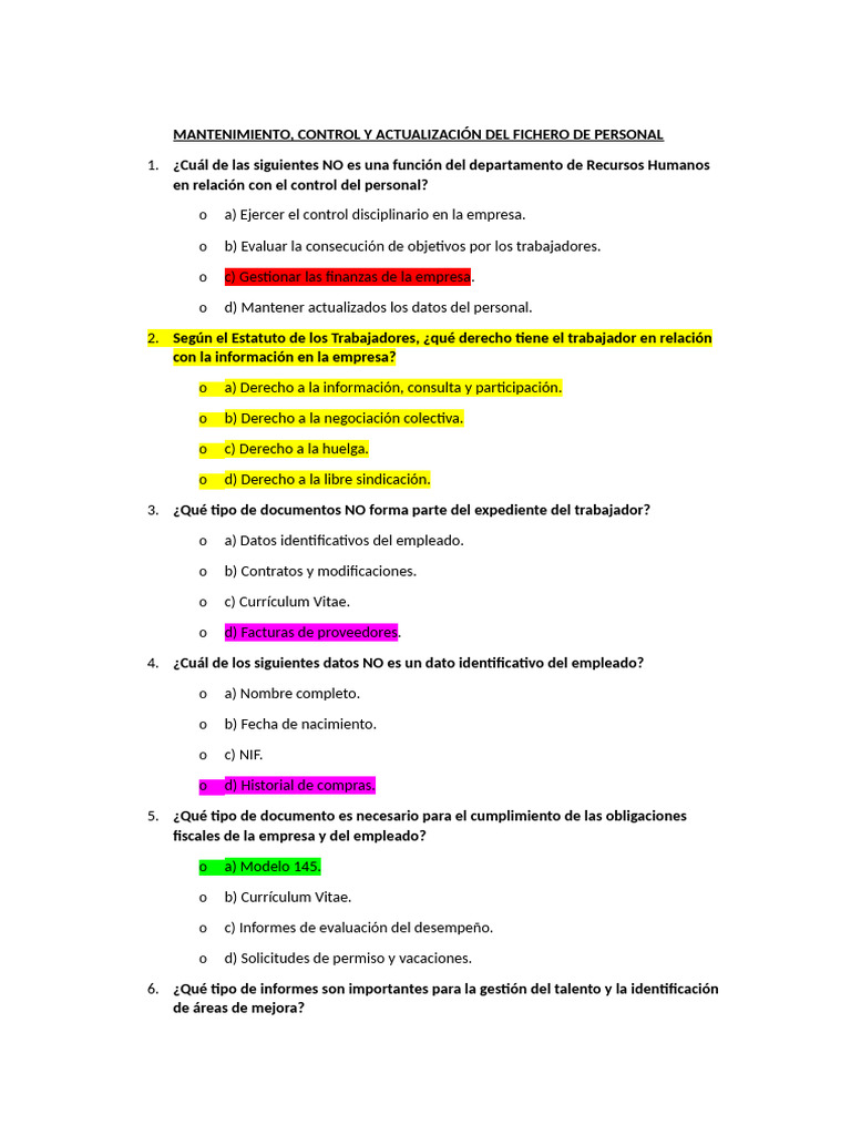 Mantenimiento y Control del Personal en RRHH | PDF | Business | Gestión ...