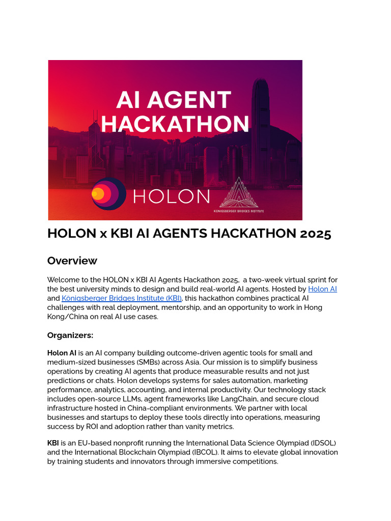 Holon X Kbi Ai Agents Hackathon 2025 | PDF | Business Intelligence | Artificial Intelligence