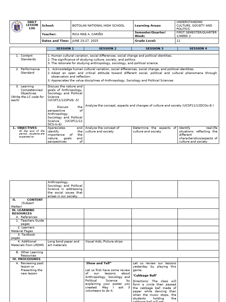 Week 2 Understanding Culture, Society and Politics | PDF | Sociology ...