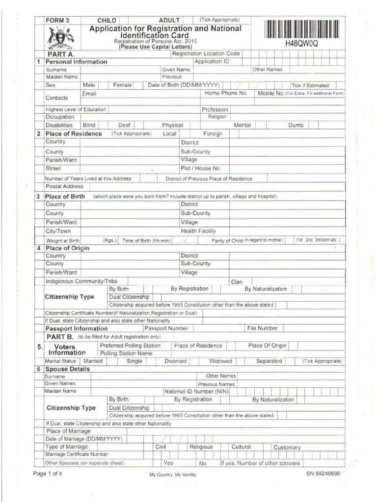 Id Registration Form | PDF
