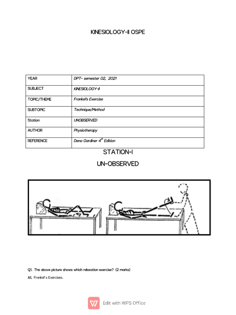 DPT II-KINE II-Batch 2020 Ospe Unobserved and Observed | PDF