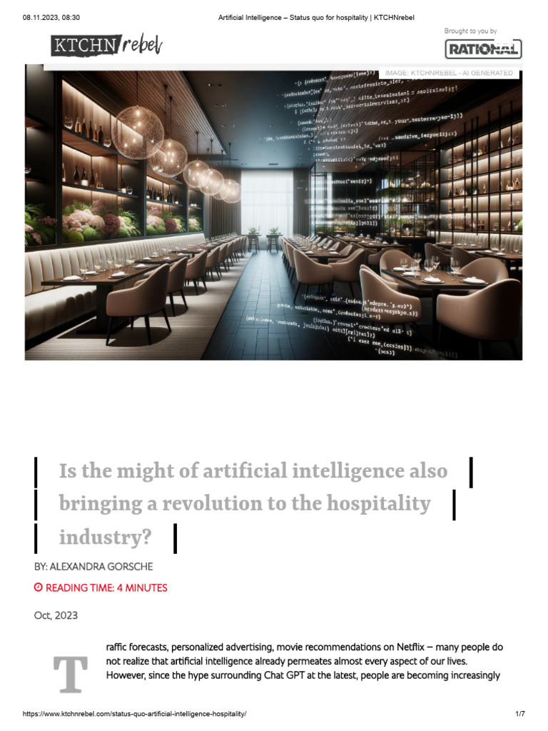 Artificial Intelligence - Status Quo For Hospitality | PDF | Artificial ...