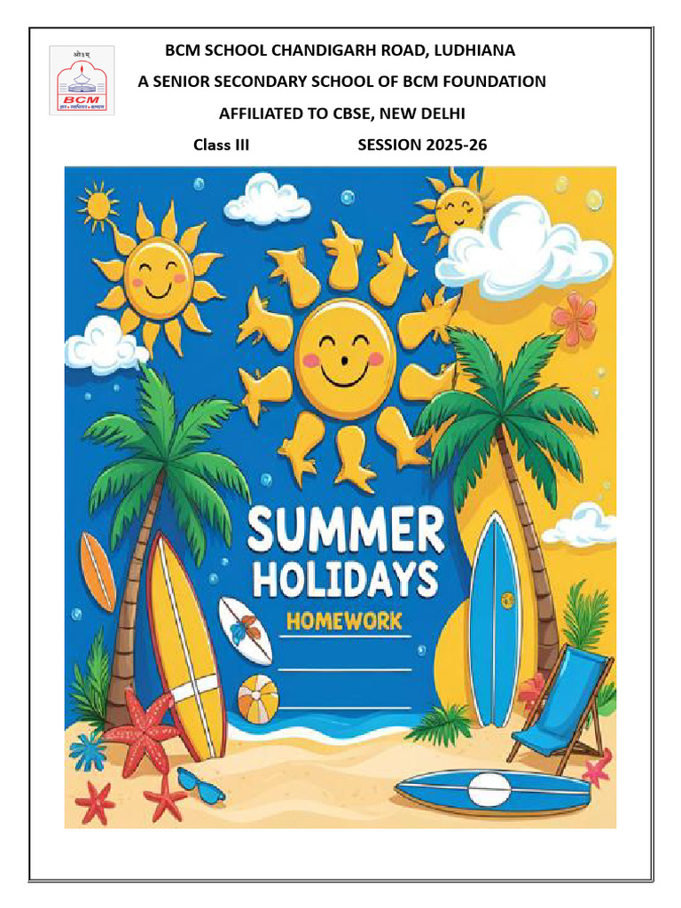 BCM School Class III Holiday Homework | PDF | Birds | Homework