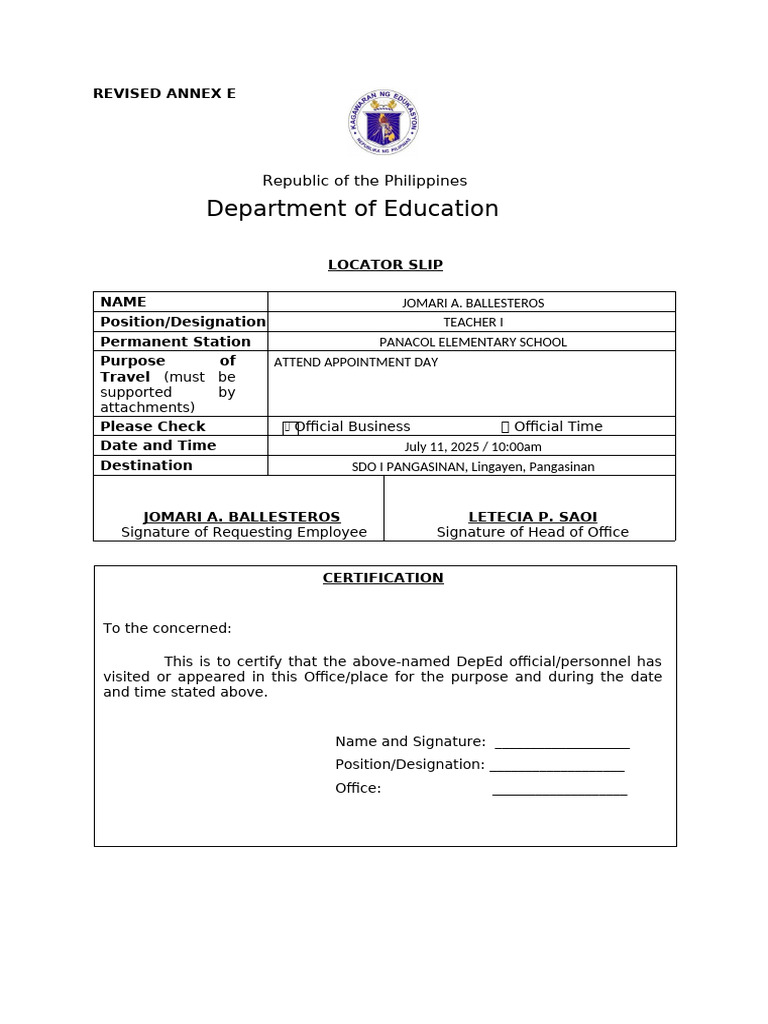 Locator Slip | PDF