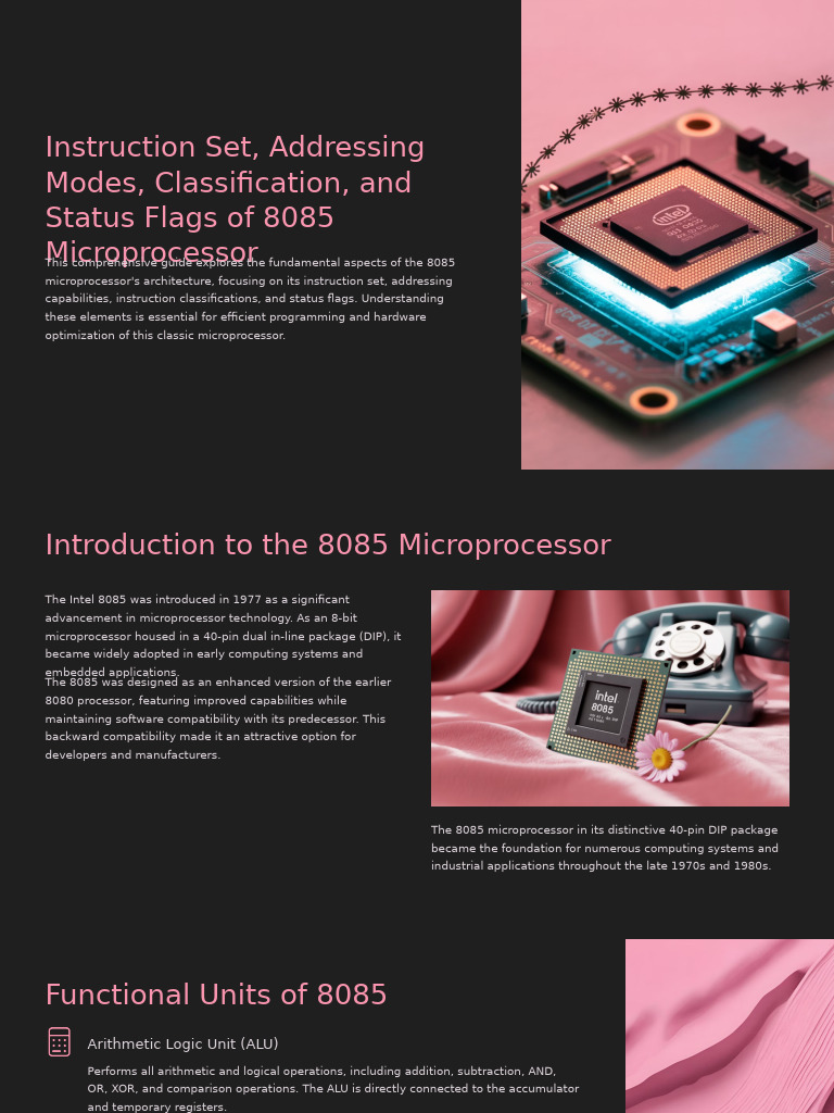 Instruction Set Addressing Modes Classification and Status Flags of 8085 Microprocessor | PDF ...