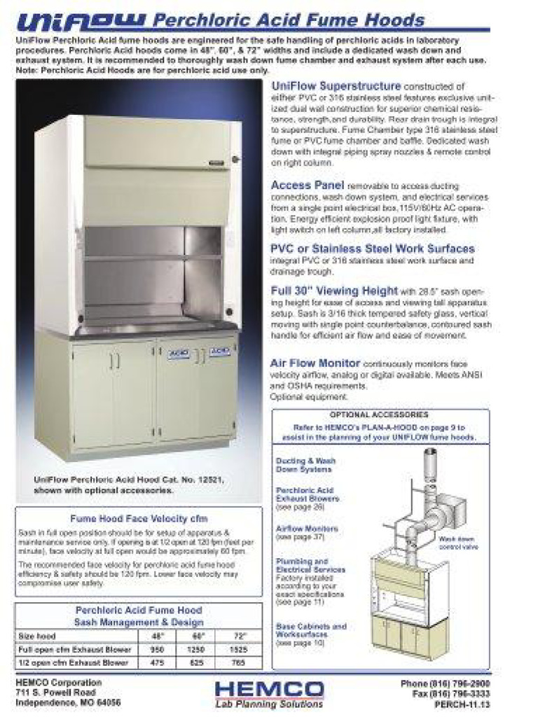 Perchloric Acid Fume Hood High Quality | PDF