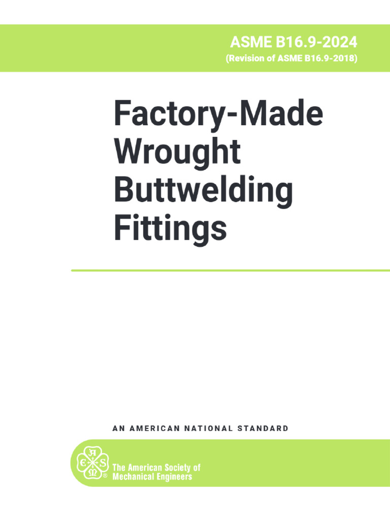 ASME B16.9-2024 Buttwelding Fittings Standard | PDF