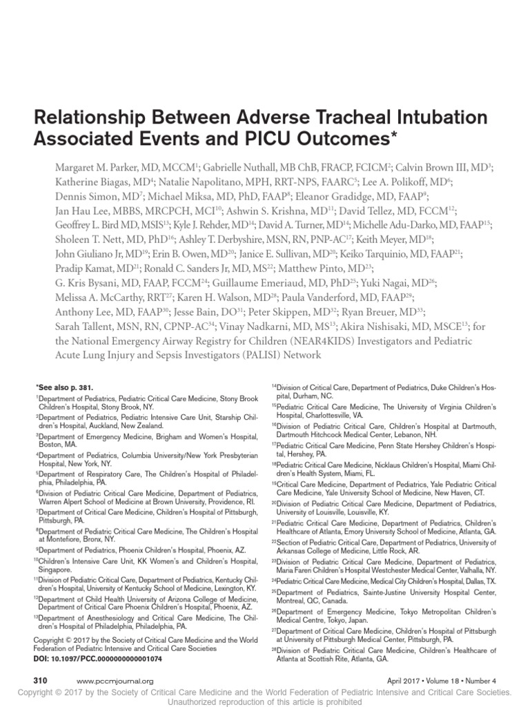 Relationship Between Adverse Tracheal Intubation Associated Events and ...