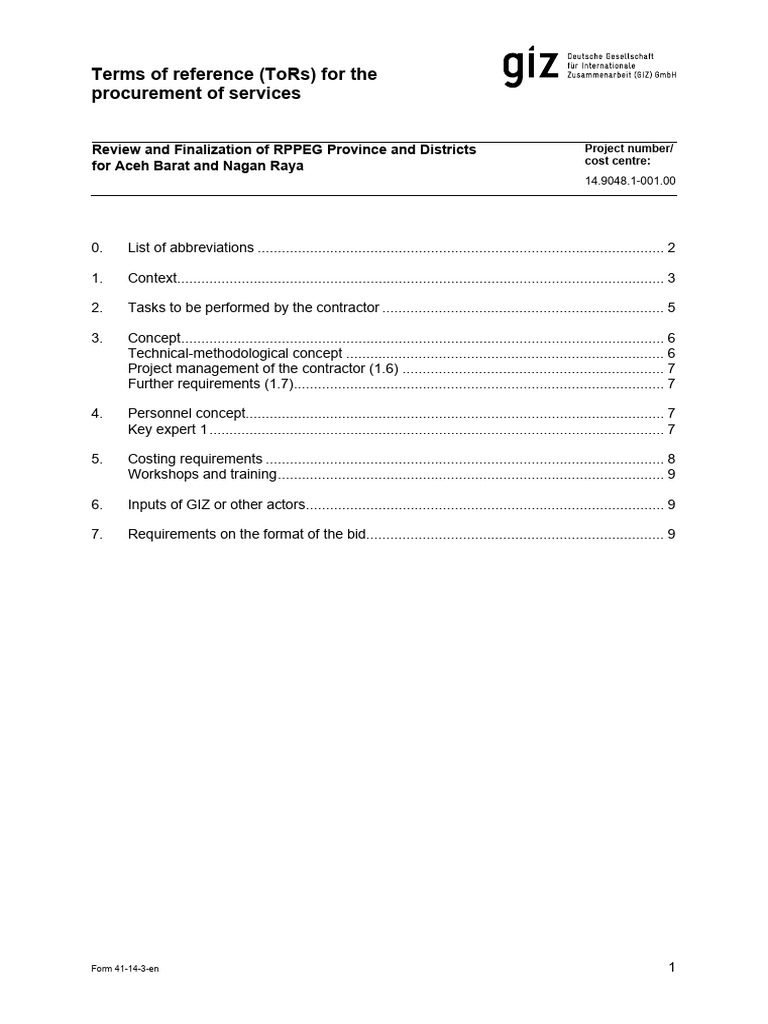 01-83457452 Terms of Reference | PDF | Peat | Project Management