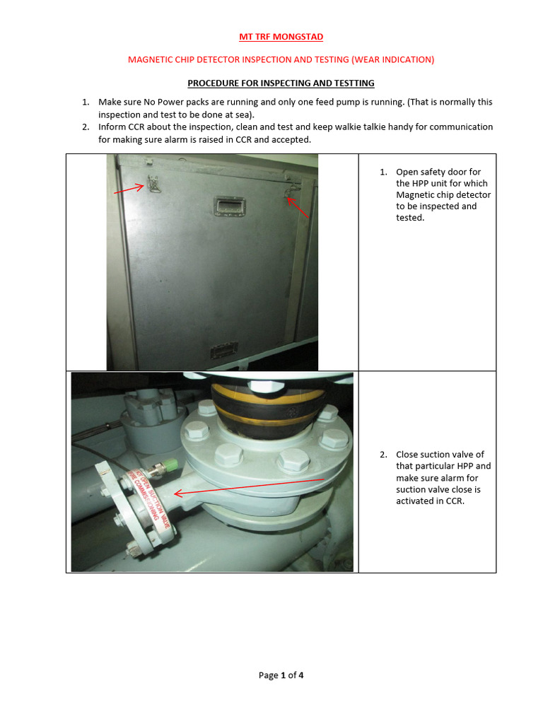 Magnetic Chip Detector Testing Procedure | PDF | Equipment