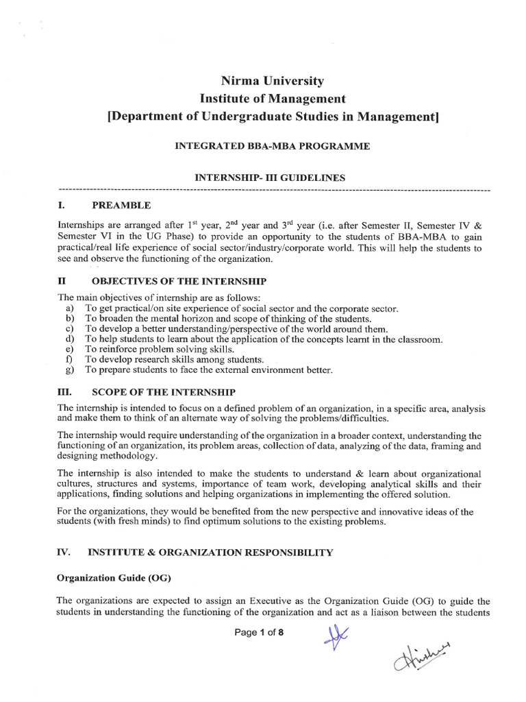 Internship-III Guidelines BBA 2022 Bacth | PDF
