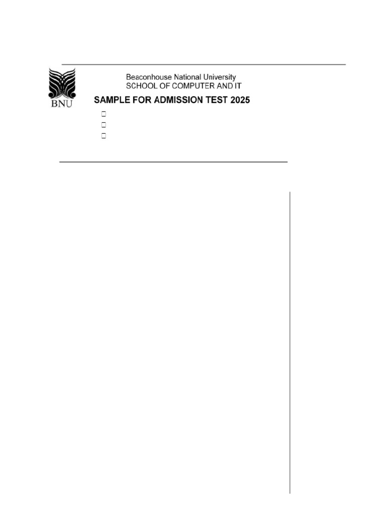 Scit Sample Test Cs Ai and Se 2025 Candidates With Biology ...