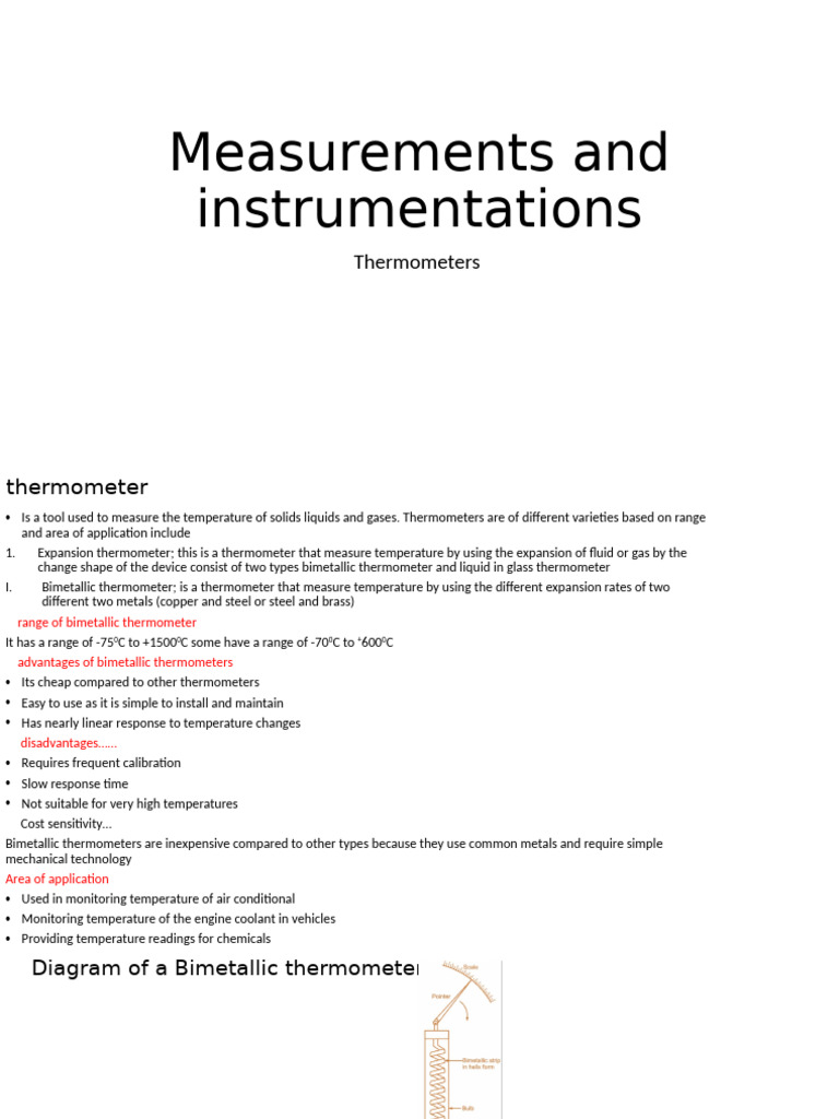 Types and Applications of Thermometers | PDF | Thermometer | Thermocouple